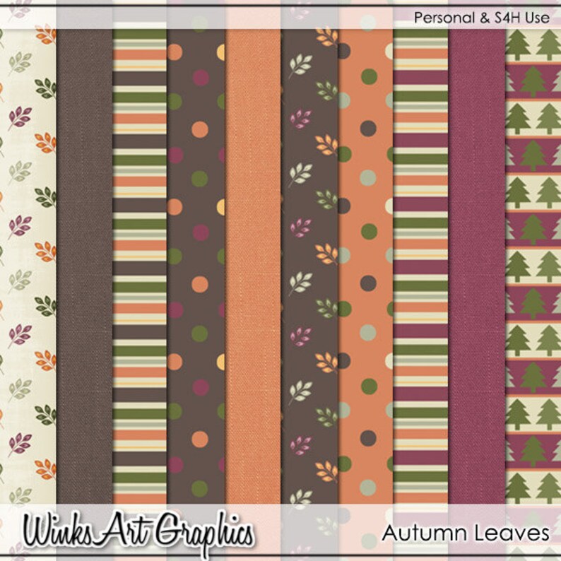 Autumn Leaves Digital Scrapbook Kit: Paper & Embellishments - Etsy