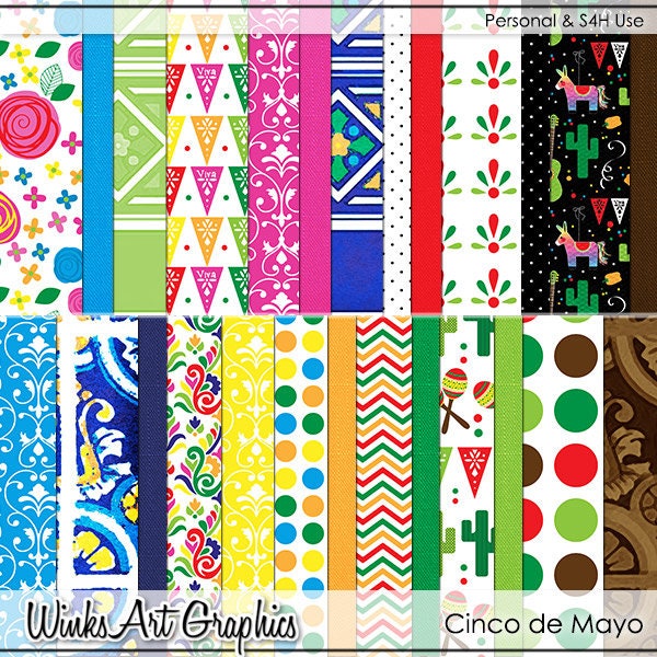 Cinco De Mayo Digital Scrapbook Papers - Etsy