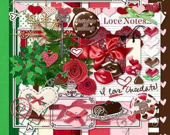 Valentine's Digital Scrapbook Kit love - Etsy