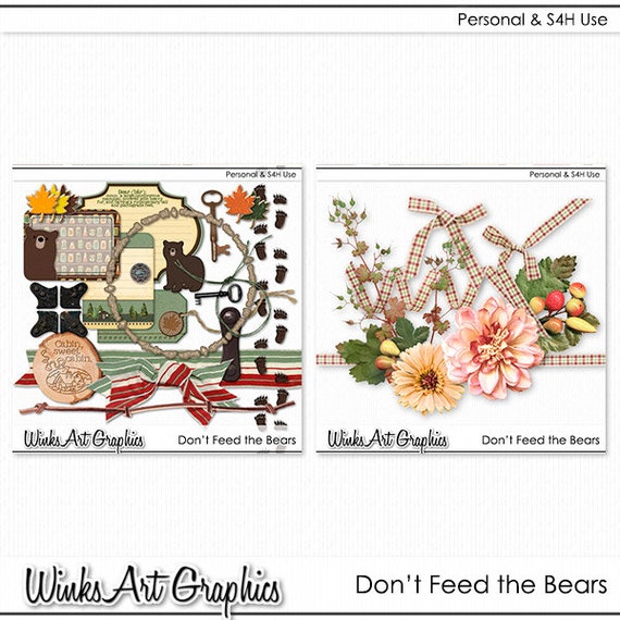 Don't Feed the Bears Digital Elements for Scrapbooking & | Etsy