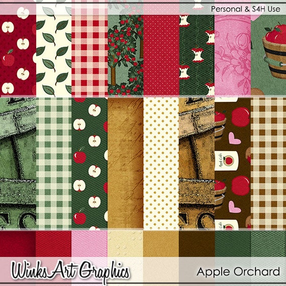 Apple Orchard Digital Scrapbook Papers | Etsy