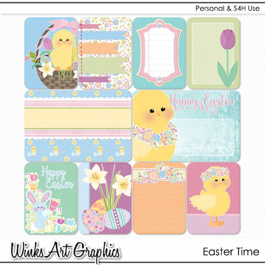 Easter Time Digital Printable Pocket Scrapbook Cards - Etsy