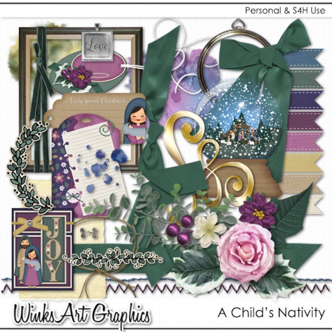 A Child's Nativity Digital Scrapbook Elements - Etsy