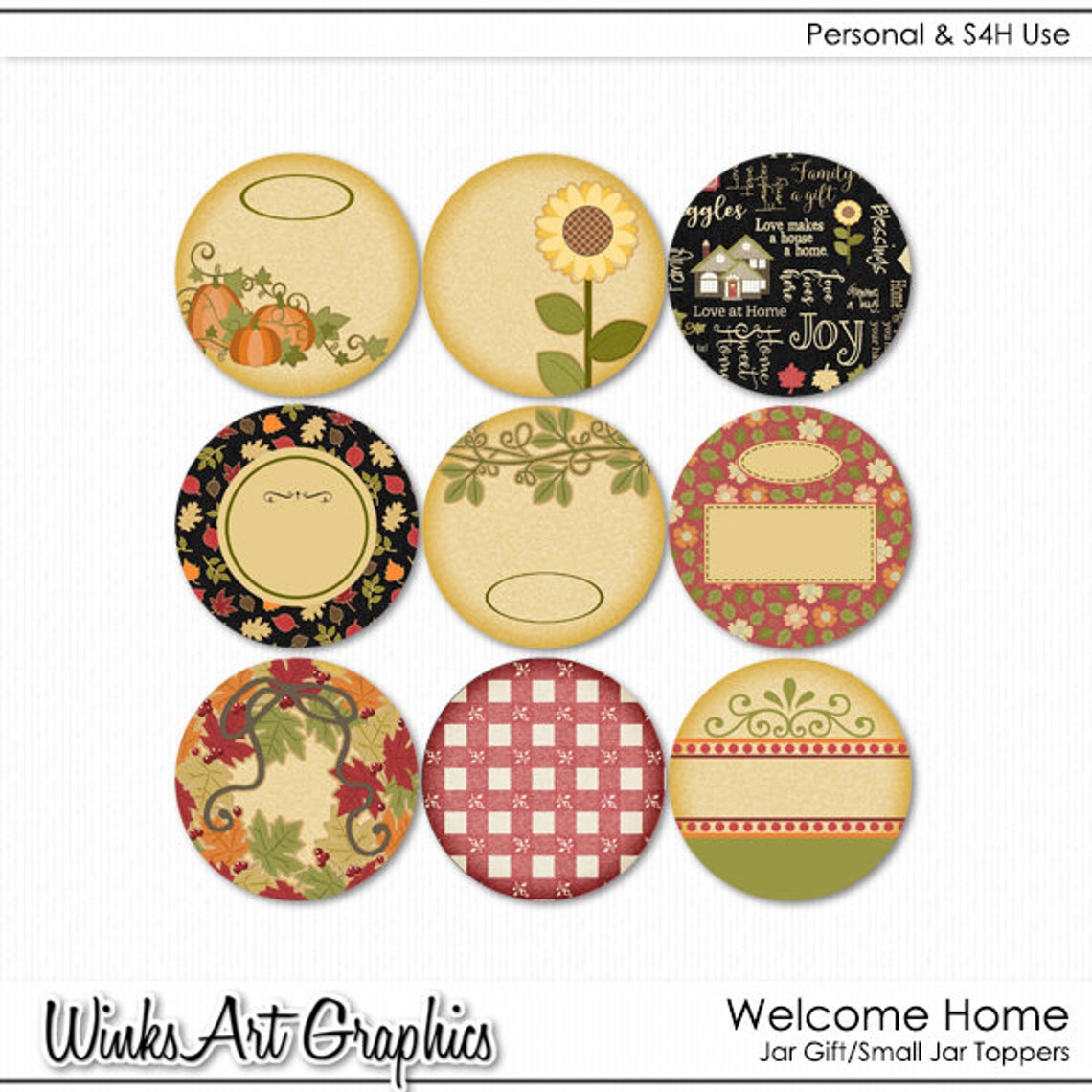 Printable Regular Mouth Jar Gift Lid Inserts for Autumn From the ...