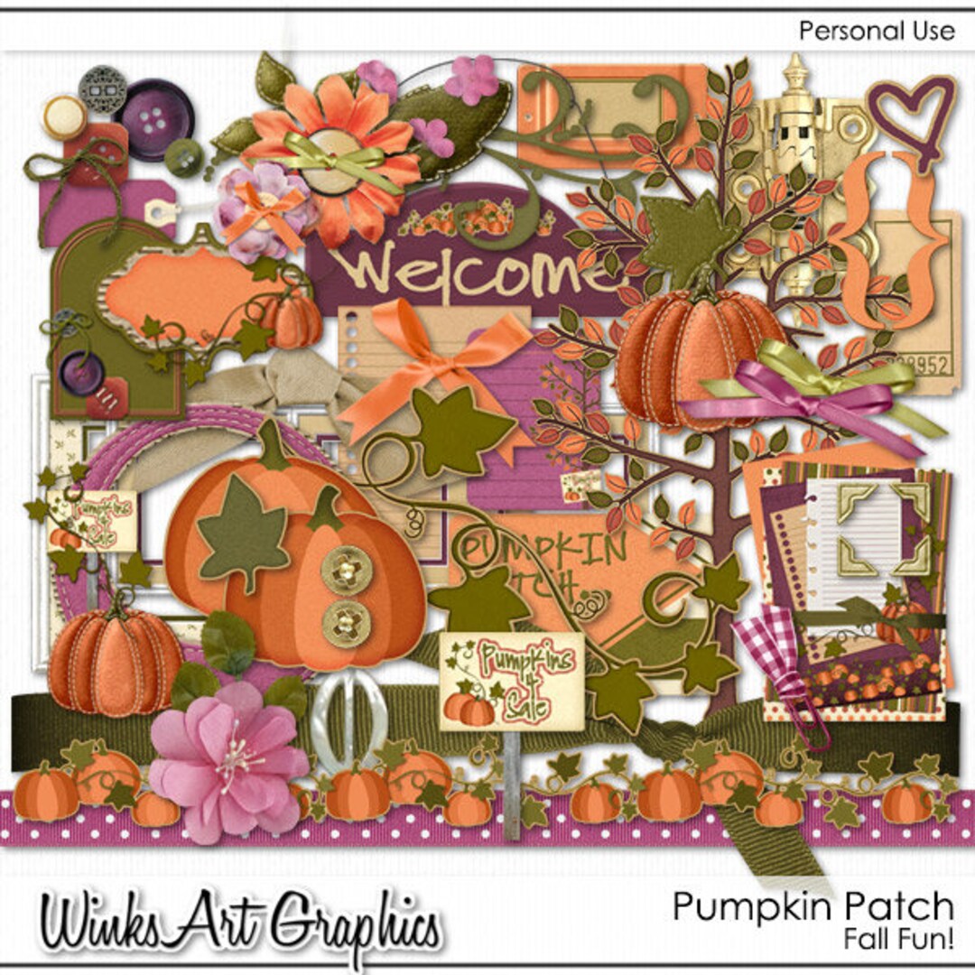 Pumpkin Patch Digital Scrapbook Elements Etsy