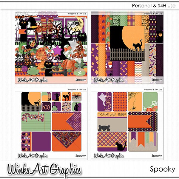 Spooky Halloween Scrapbook Clip Art and Elements - Etsy