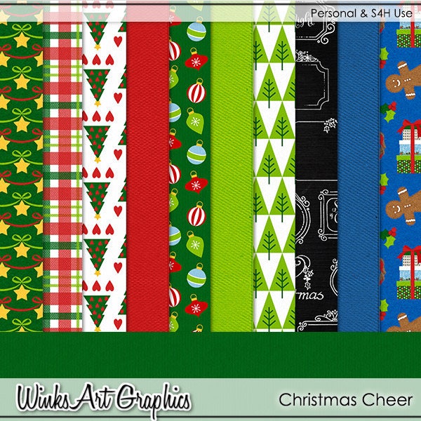 Christmas Cheer Digital Papers for Scrapbooking & Card Making - Etsy UK