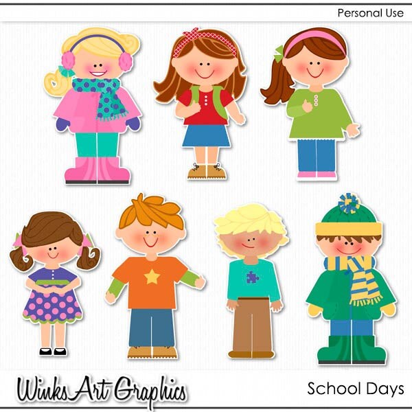 School Days Kids & Word Art Digital Scrapbook Elements - Etsy