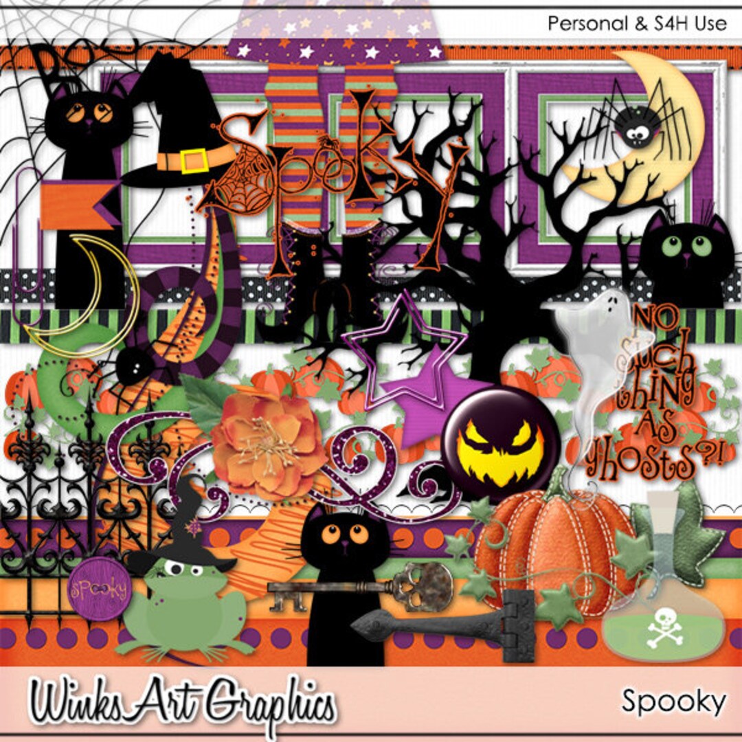 Spooky Halloween Scrapbook Clip Art and Elements - Etsy