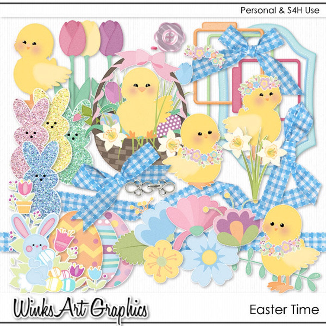 Easter Time Digital Elements & Clip Art - Etsy