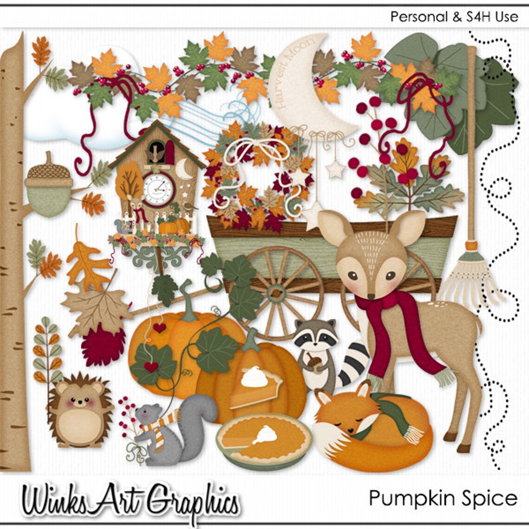 Pumpkin Spice Forest Friends Clip Art: Fall Paper Crafts (digital ...