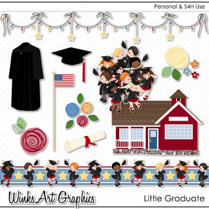 Little Graduate Digital Clip Art, Tags & Scrapbook Elements - Etsy