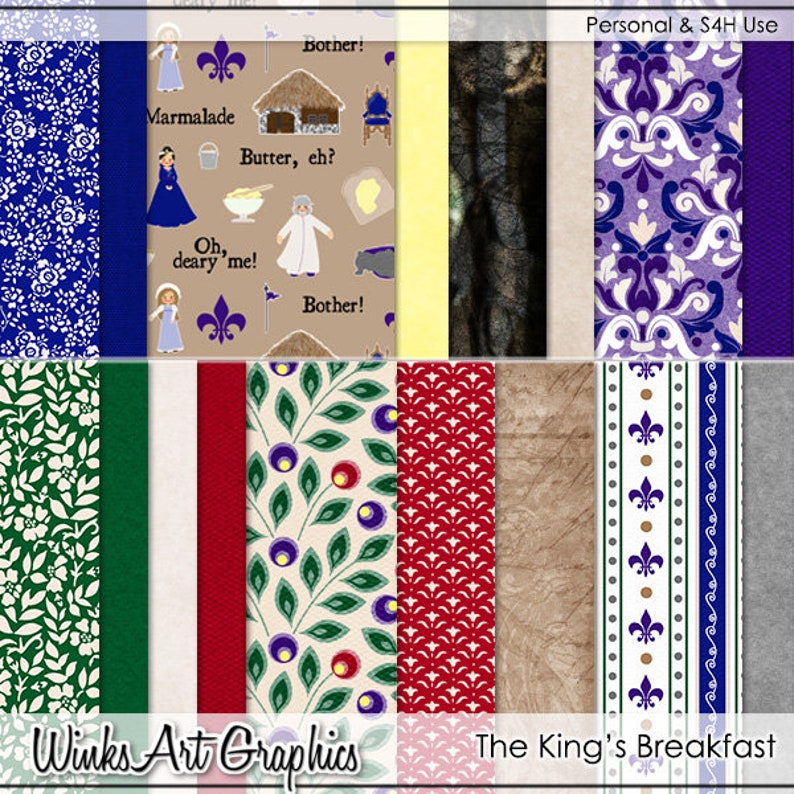 The King's Breakfast Digital Paper for Scrapbooking, Card Creation and ...