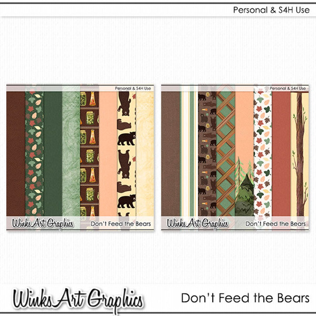 Don't Feed the Bears! Papers for Digital Scrapbooking & Card Making - Etsy