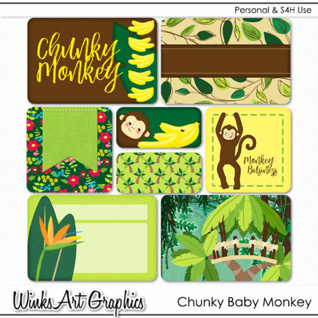Chunky Baby Monkey Printable PS Cards - Etsy