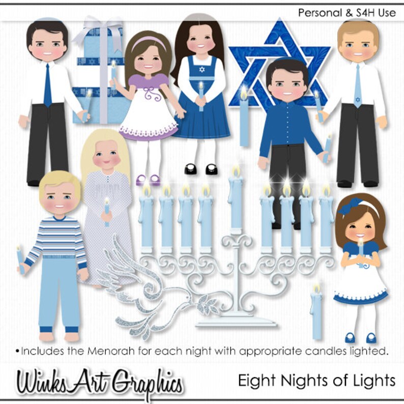 Eight Nights of Lights Hanukkah Digital Papers Clip Art Word - Etsy