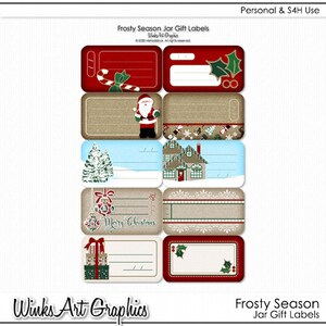 Frosty Season Printable Holiday Jar Gift Lid Toppers, Labels, Tags and ...