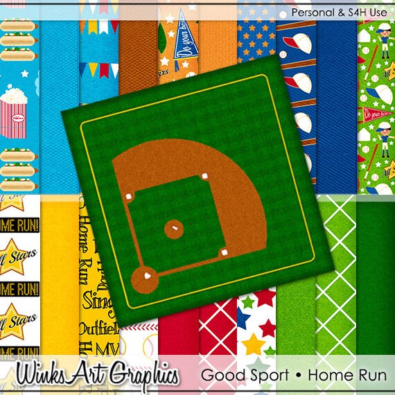 Home Run Digital Papers | Etsy