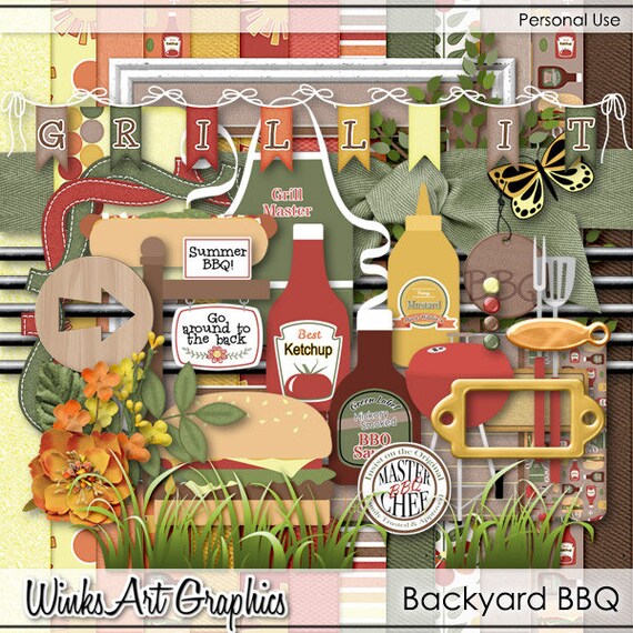 Backyard BBQ Digital Scrapbook Kit | Etsy