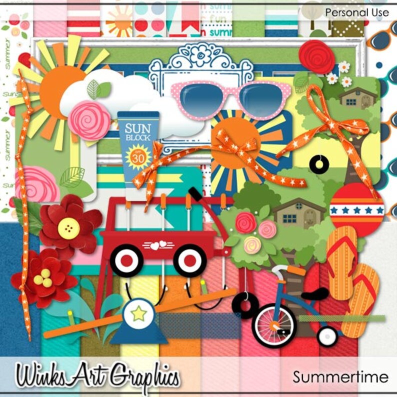 Summertime Digital Scrapbook Kit - Etsy
