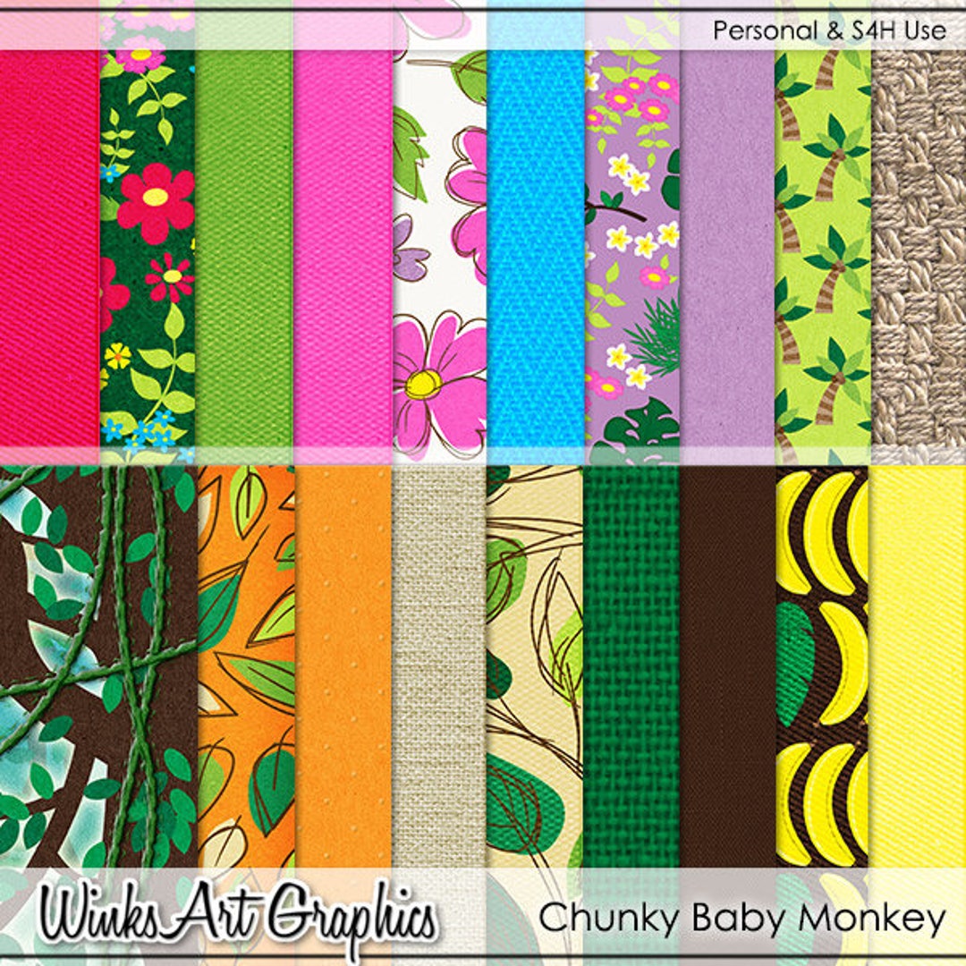 Chunky Baby Monkey Digital Papers - Etsy