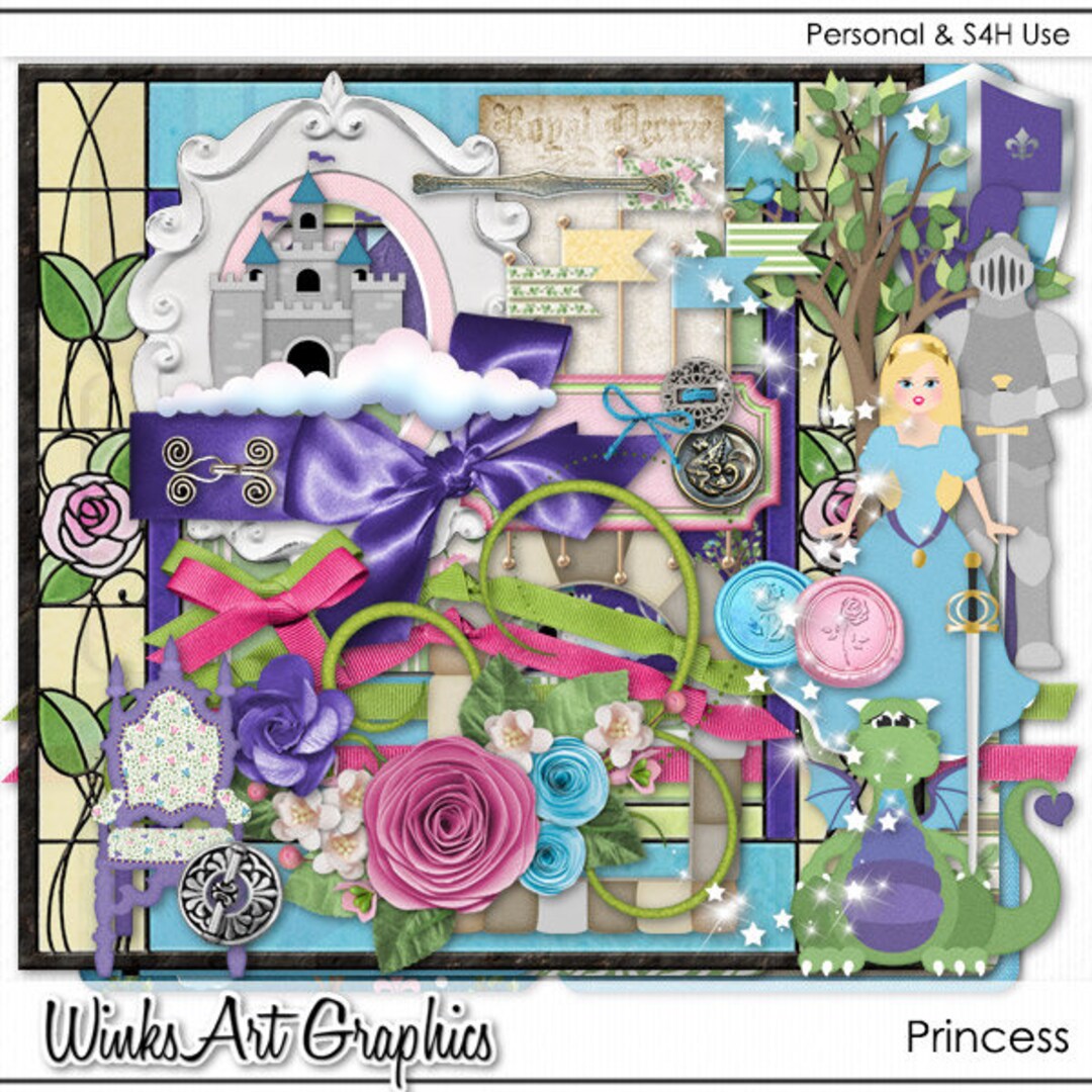 Princess Digital Scrapbook Elements - Etsy