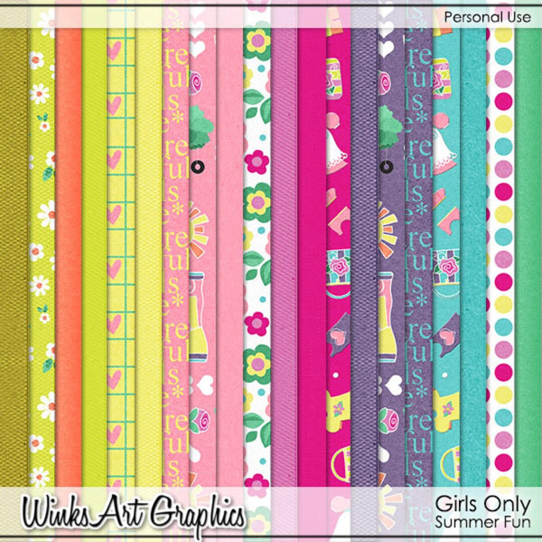 Girls Only! Digital Papers and Word Art for Scrapbooking & Card Making ...