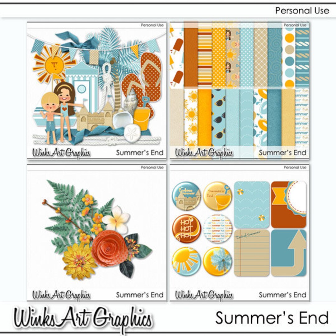 Summer's End Digital Scrapbooking Kit - Etsy