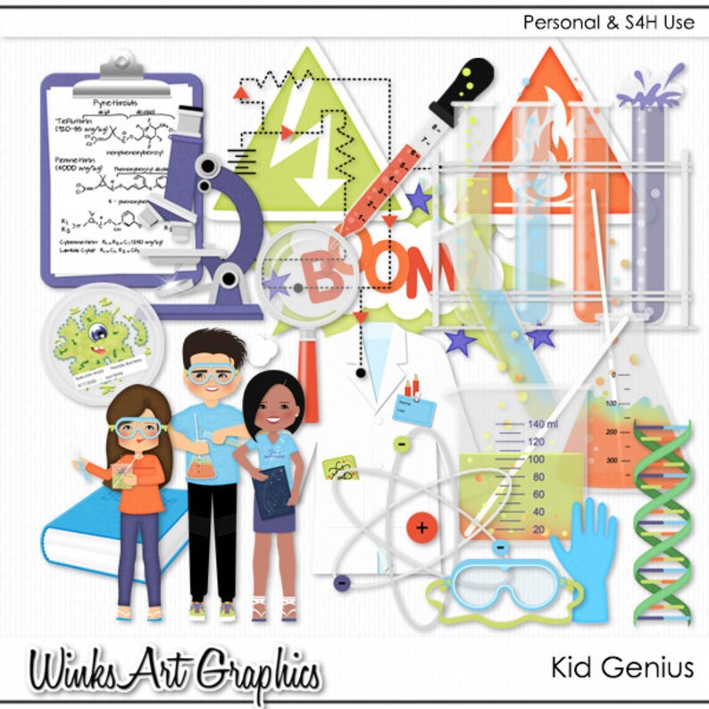 Kid Genius Digital Clip Art for Card Making, Scrapbooking & Paper ...