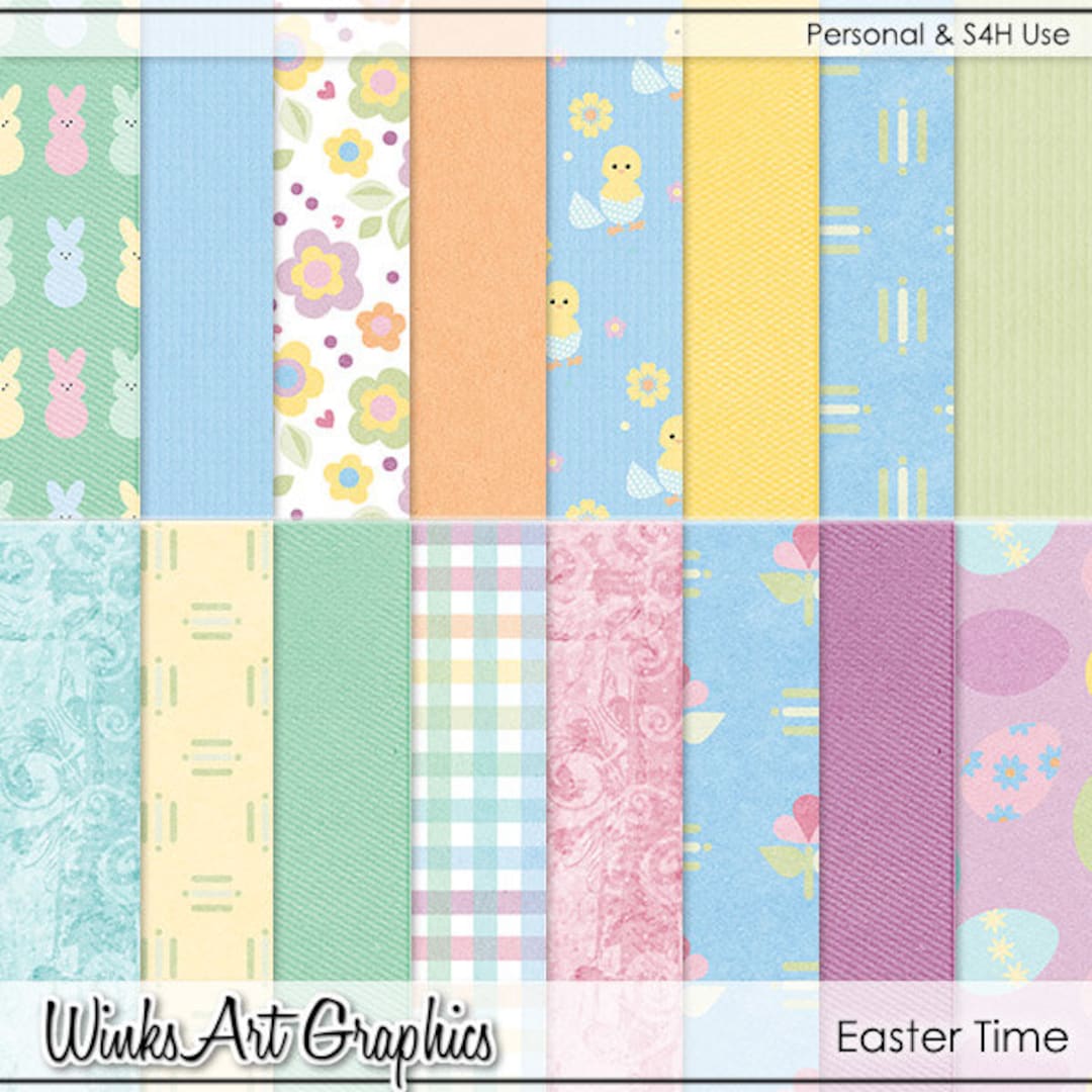 Easter Time Digital Scrapbook Papers - Etsy