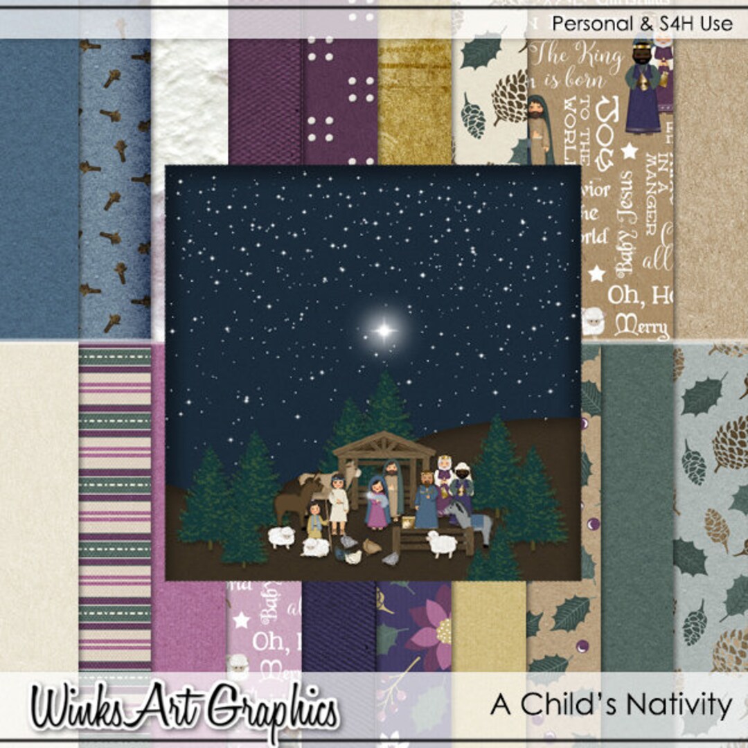 A Child's Nativity Digital Scrapbook Papers - Etsy