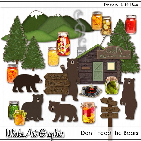Don't Feed the Bears! Digital Clip Art for Card Making & Scrapbooking ...