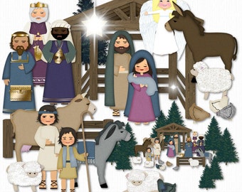 A Child's Nativity Digital Clip Art for Scrapbooking, Card Making ...