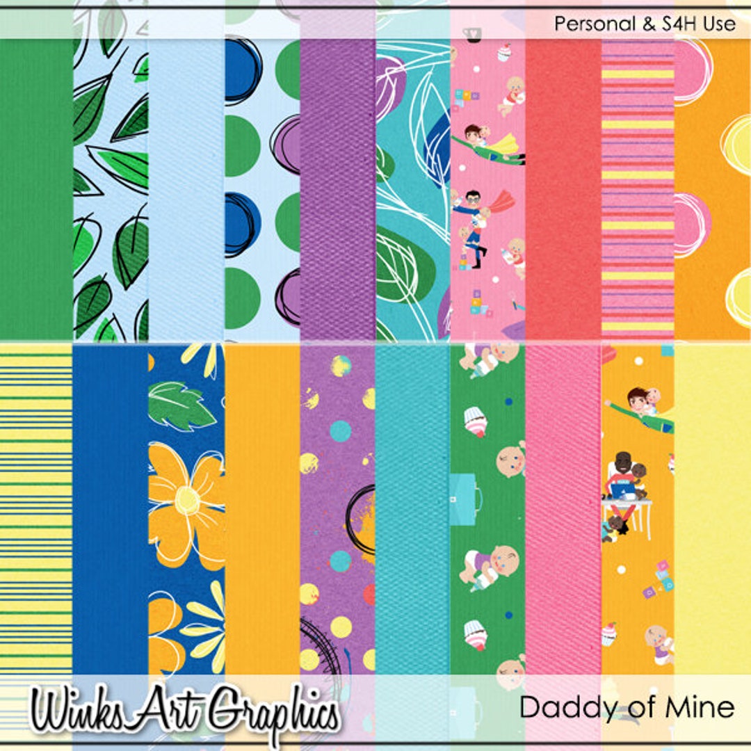 Father's Day Scrapbook Paper: "daddy of Mine" Daddy & Baby Designs ...