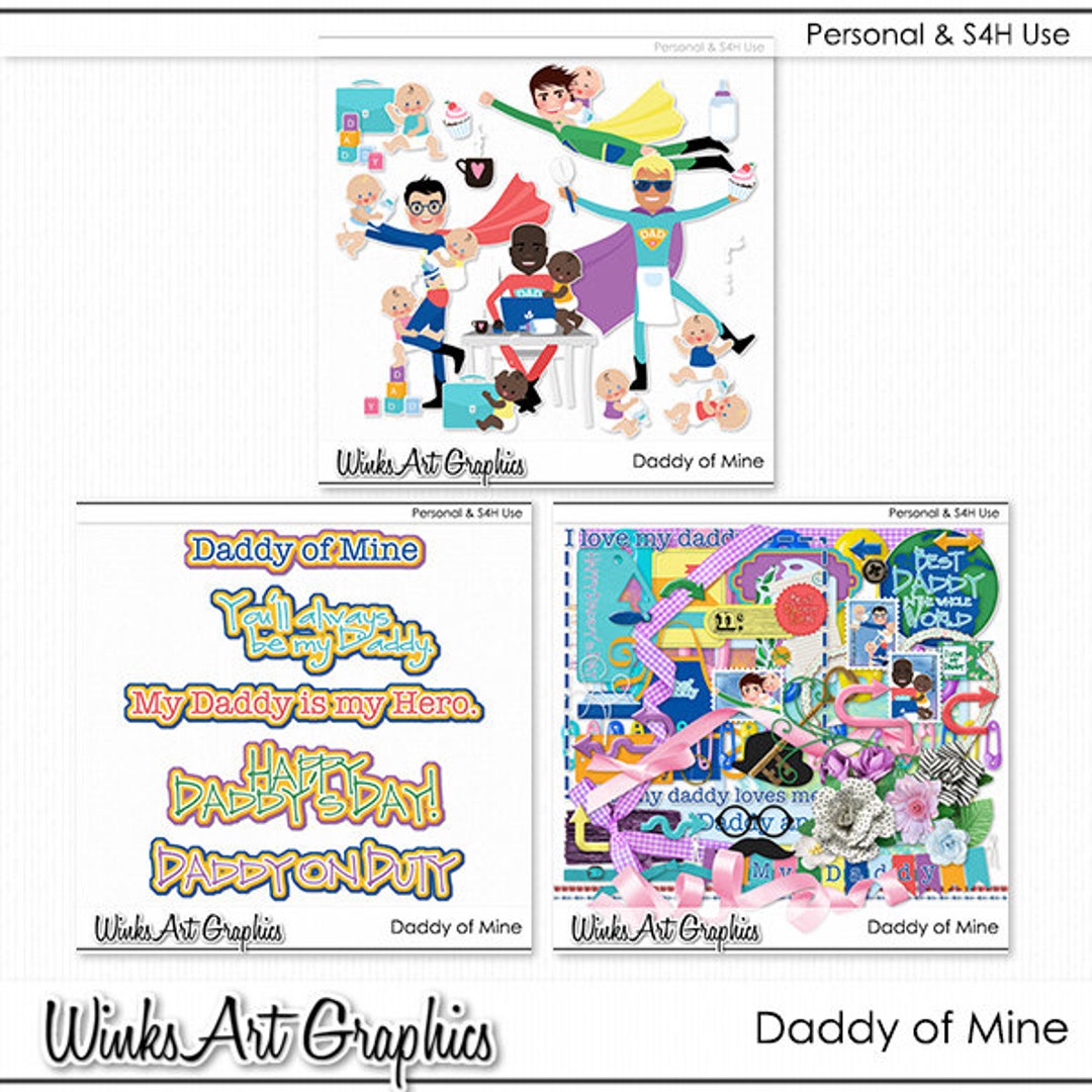 Father's Day Clip Art: "daddy of Mine" Daddy & Baby Scrapbook Elements ...
