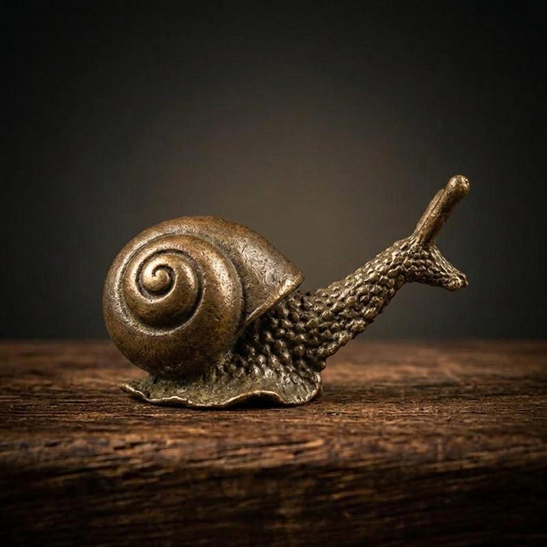 Solid Brass Snail Figurine - Miniature Desk Ornament & Luxury Animal ...