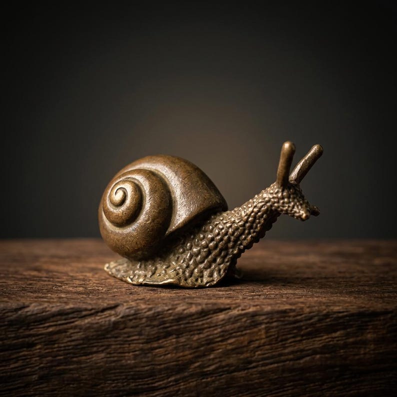 Solid Brass Snail Figurine - Miniature Desk Ornament & Luxury Animal ...