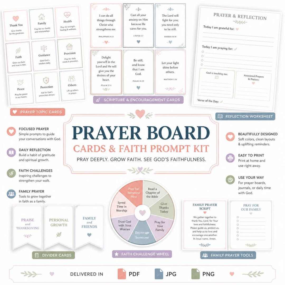 Prayer Board Kit Printable Cards - Journal Prayer Board Cards & Faith ...