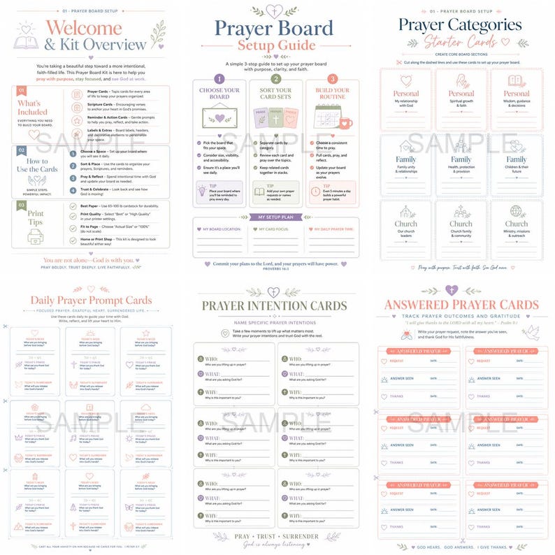 Prayer Board Kit Printable Cards - Journal Prayer Board Cards & Faith ...
