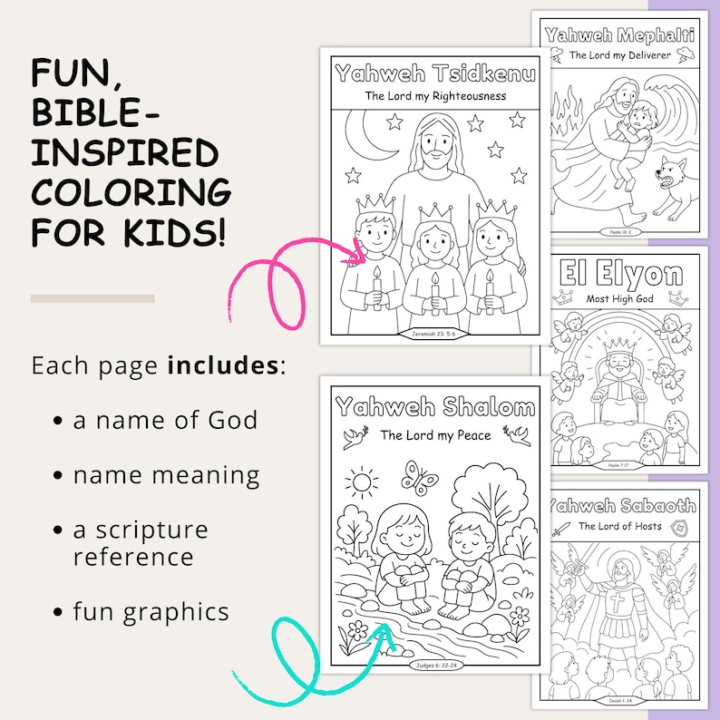 17 Names of God Bible Coloring Pages for Kids - Etsy