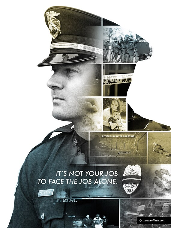 Police Collage Poster Art Officer Law Enforcement Stress Peer | Etsy