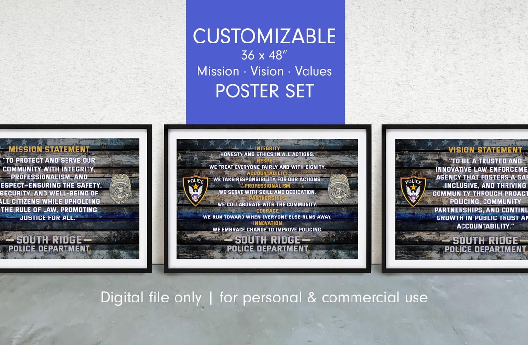 JPG 36x48" CUSTOM Mission Vision Values 3 Poster Set Digital File ...