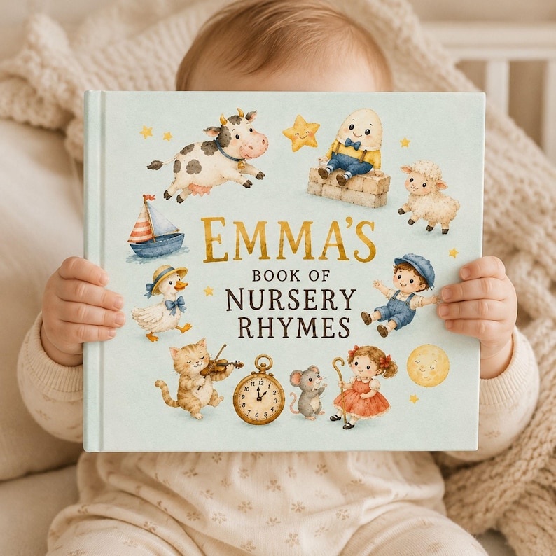 Personalized Baby Nursery Rhymes Storybook | Custom Name Keepsake for ...