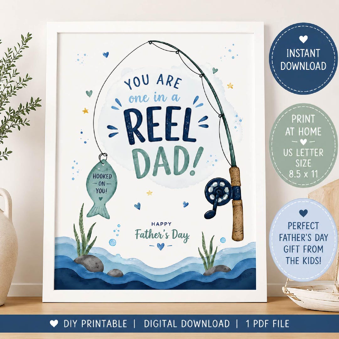 Father's Day Fishing Handprint Craft, Reel Dad Keepsake Art (digital ...