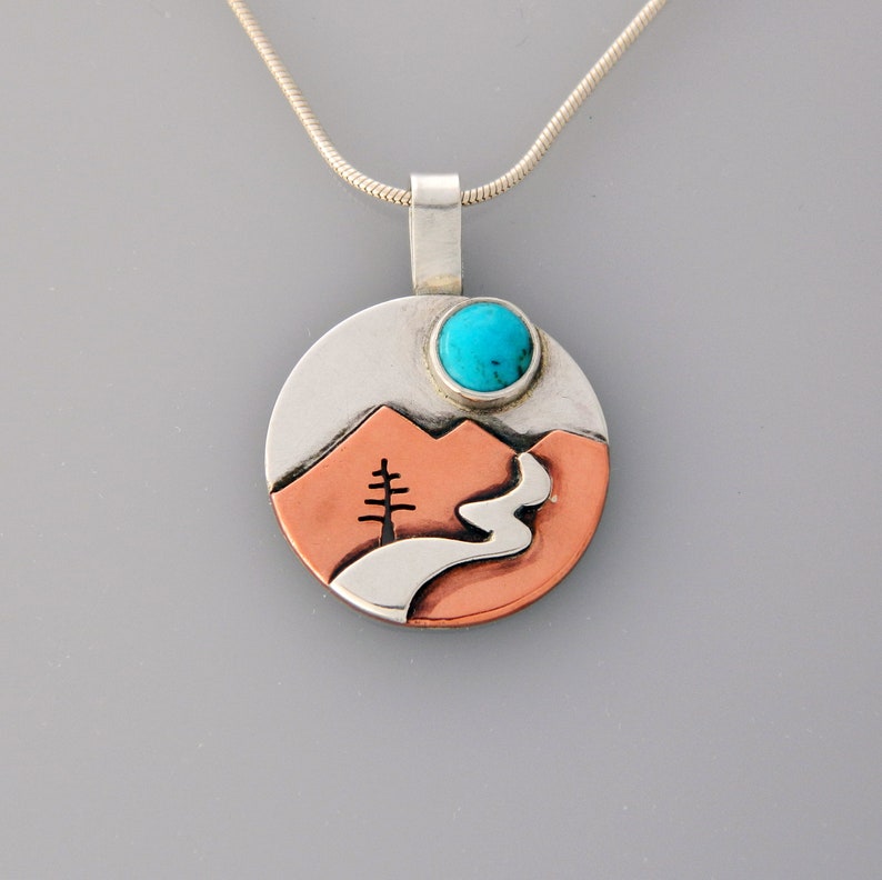 Mixed Metal Jewelry- Mountain Landscape Jewelry, Mixed Metal "mountain ...