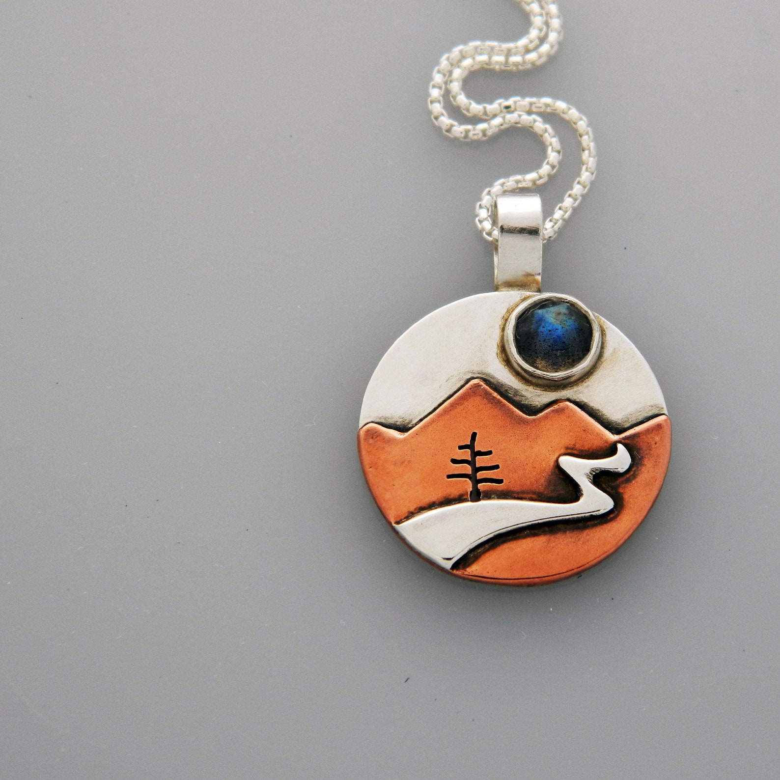 Mixed Metal Jewelry- Mountain Landscape Jewelry, Mixed Metal "mountain ...