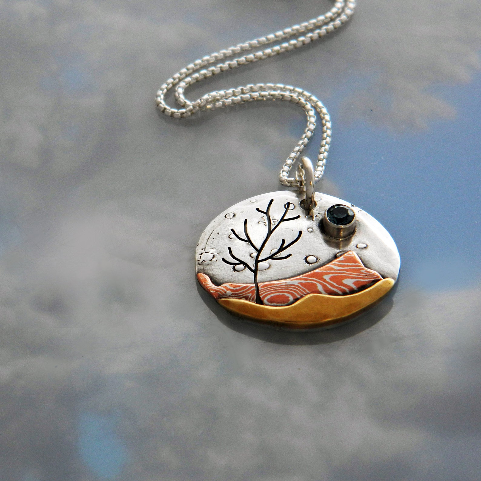 Mixed Metal Jewelry Mountain Landscape Jewelry, Mixed Metal winter ...