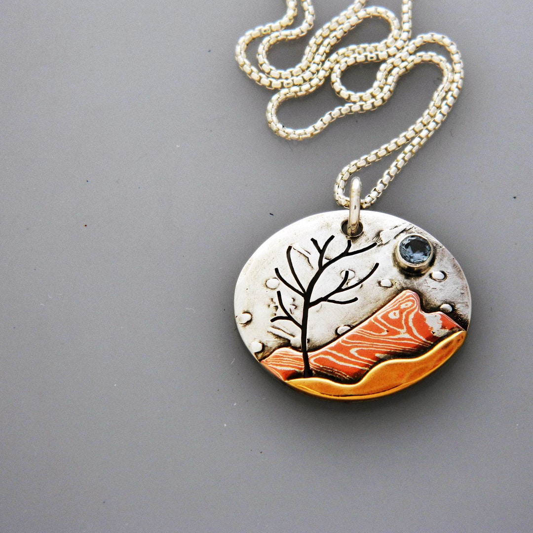 Mixed Metal Jewelry- Mountain Landscape Jewelry, Mixed Metal "winter ...