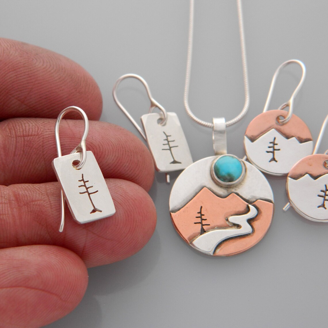 Mixed Metal Jewelry Collection, Landscape Jewelry, Mountain Journey Set ...