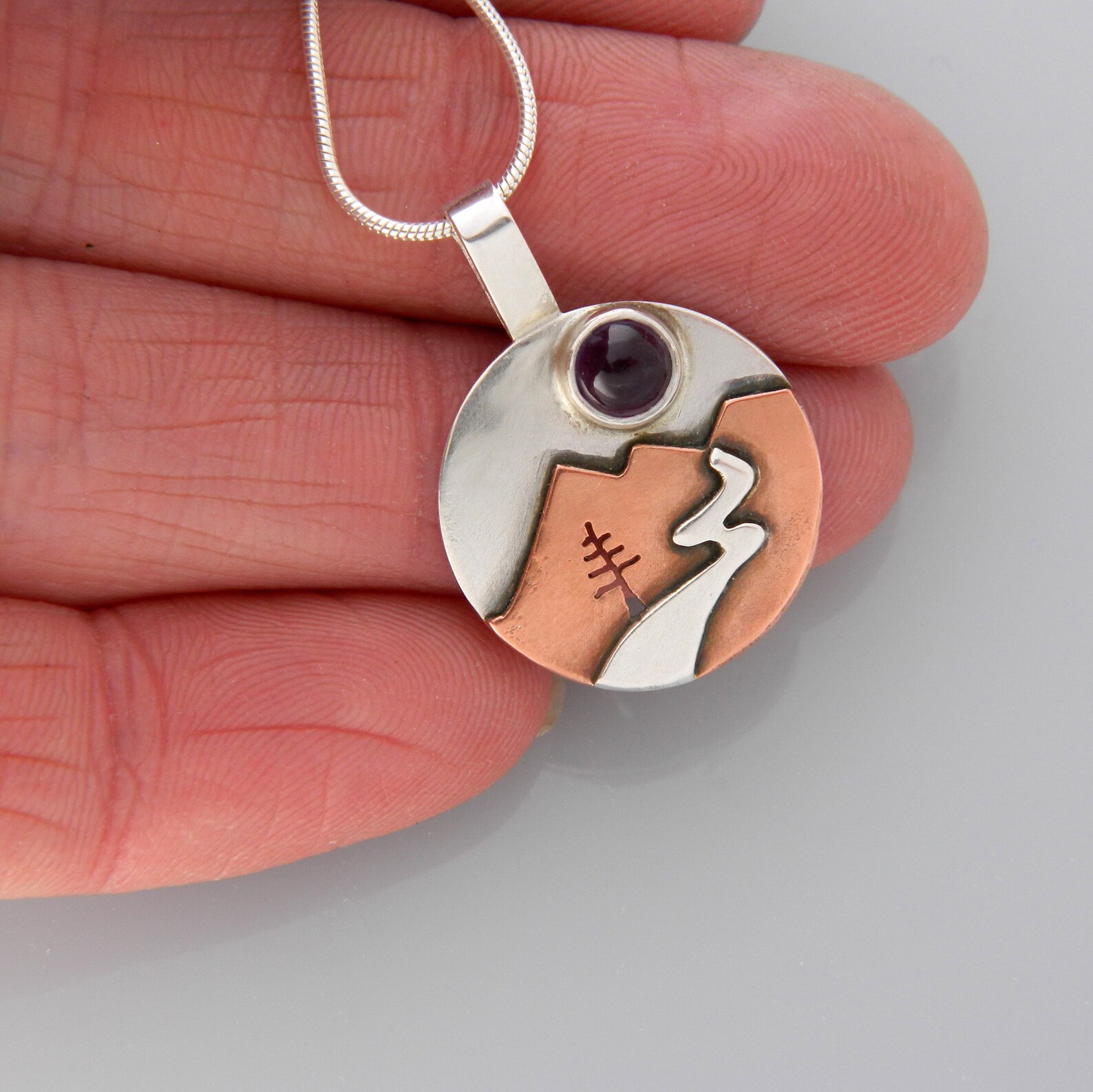 Mixed Metal Jewelry- Mountain Landscape Jewelry, Mixed Metal "mountain ...